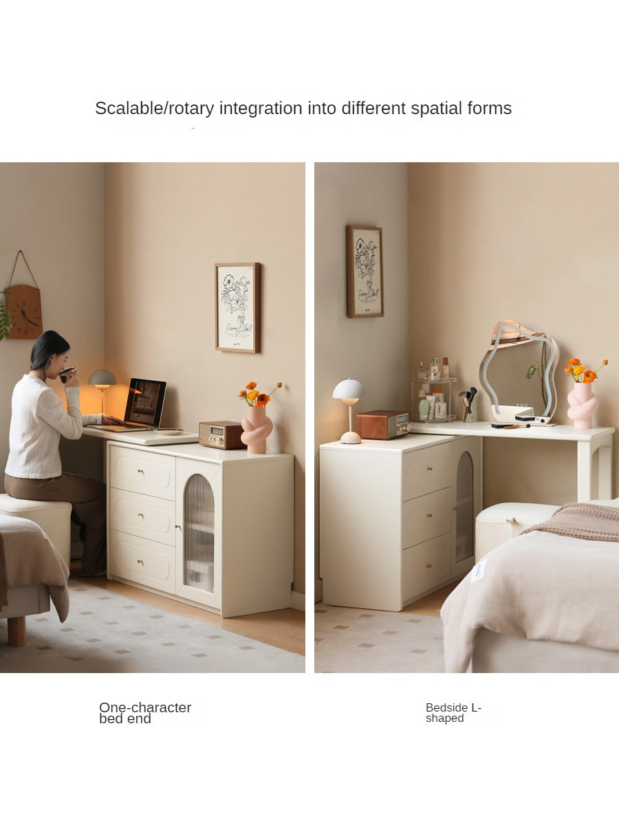 Poplar solid wood dressing table French cream style retractable: