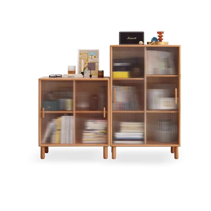Beech solid wood Sliding Door side cabinet-