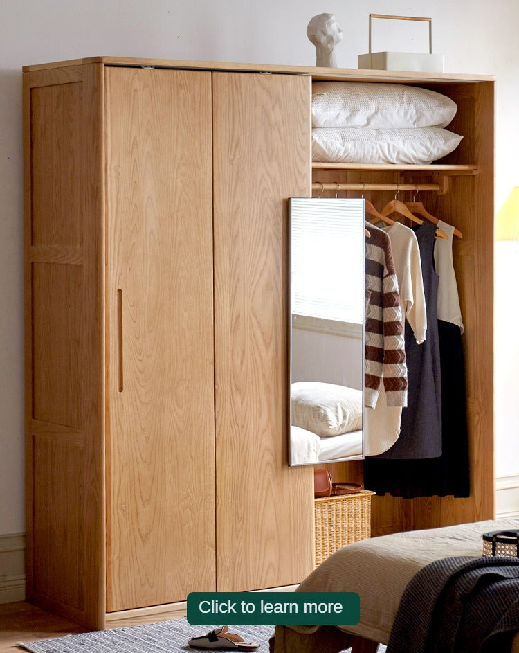 Oak, Ash solid wood wardrobe sliding door: