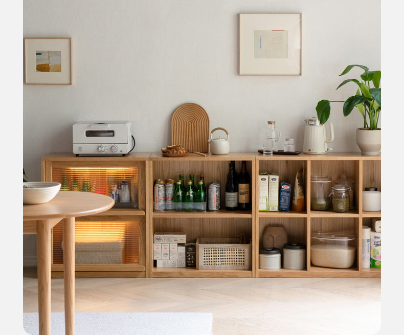Oak solid wood Combination bookshelf, floor shelf