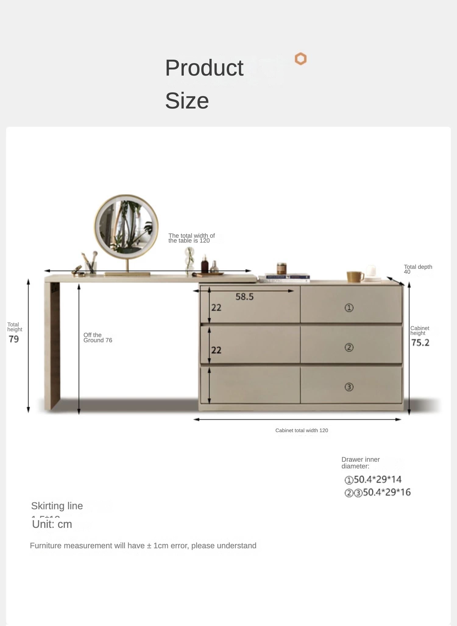 Poplar solid wood Dressing table: