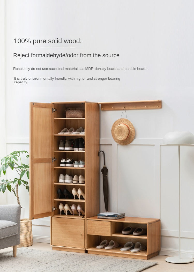 Oak solid wood shoe changing bench