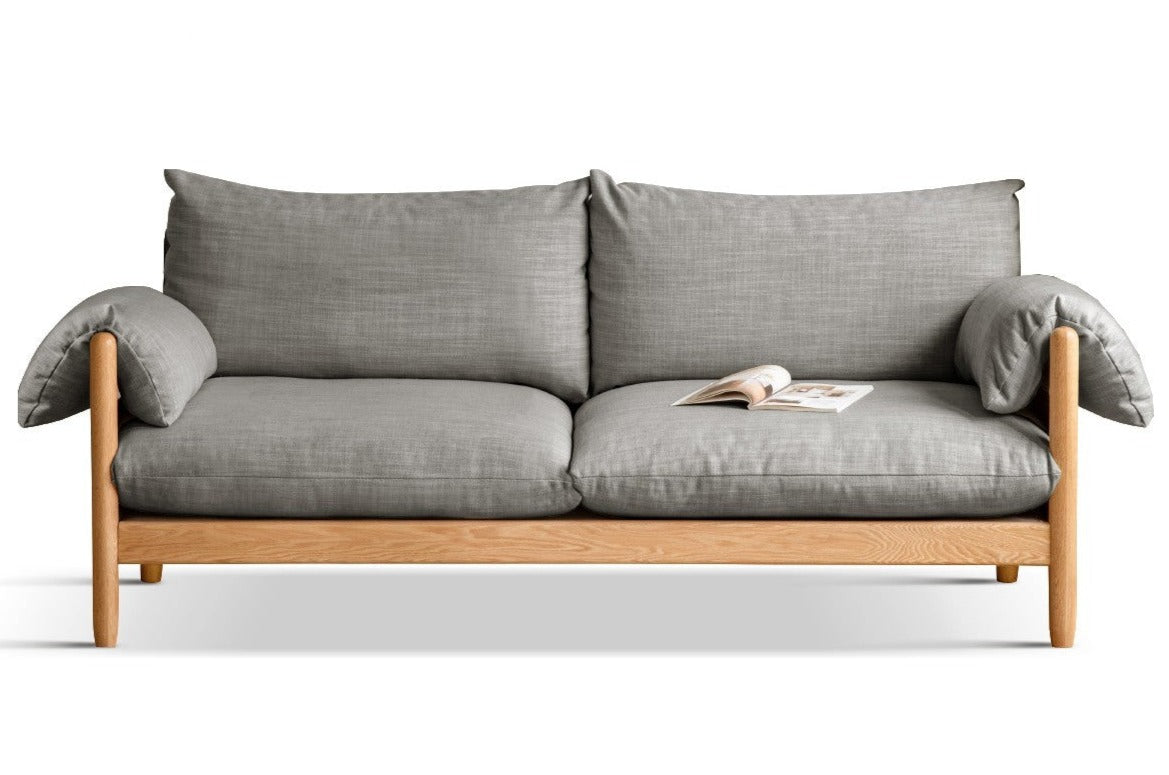 Oak solid wood fabric sofa)