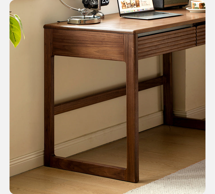 Black Walnut Solid wood desk Nordic with cabinet long table