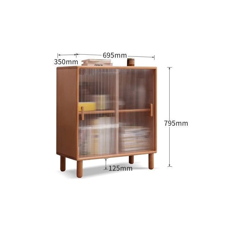 Beech solid wood Sliding Door side cabinet-