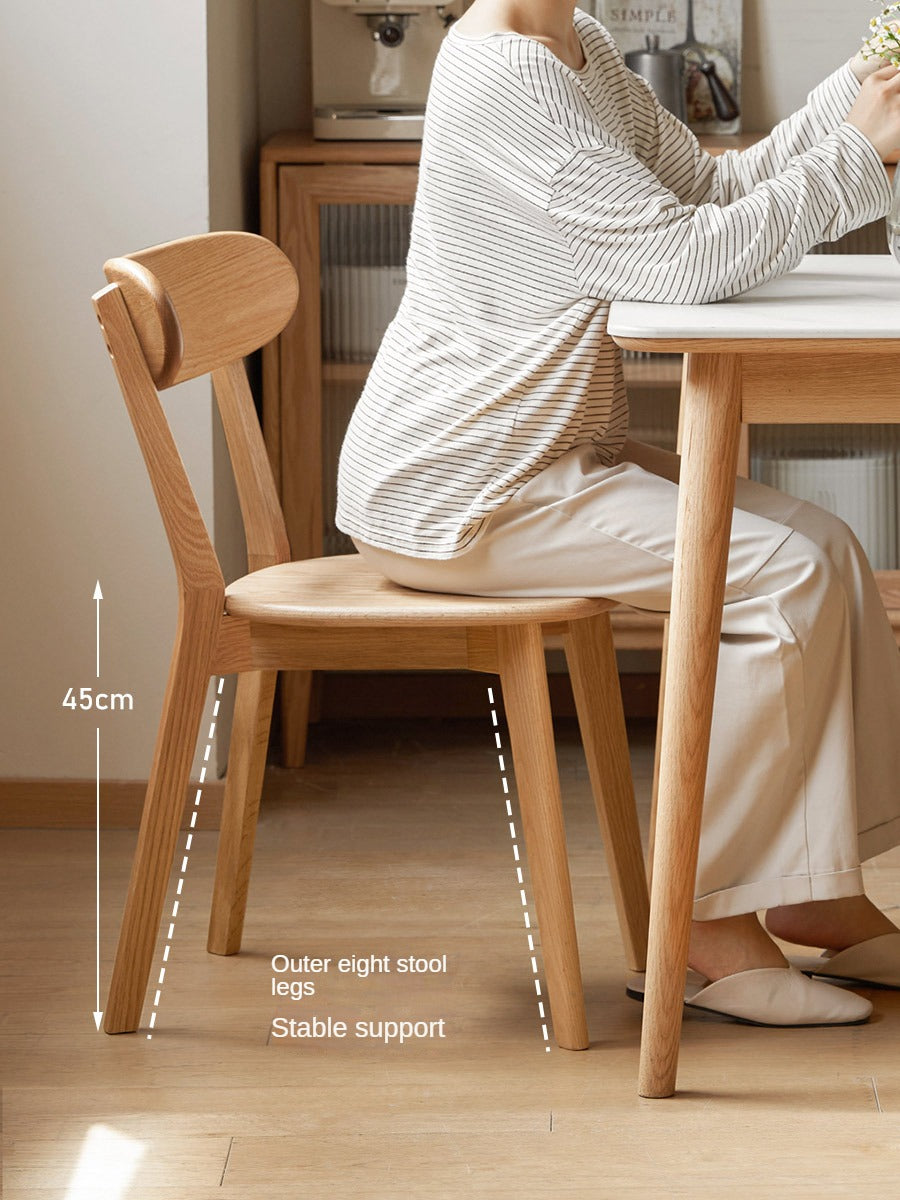 Oak solid wood curved backrest dining chair: