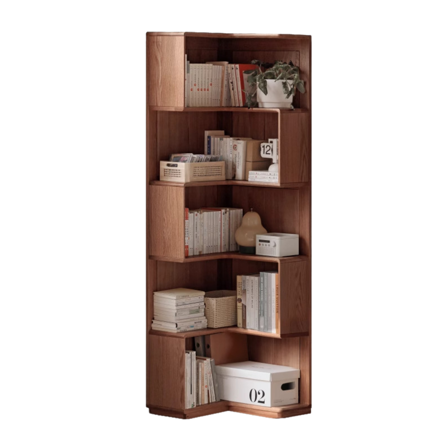 Oak Solid Wood corner bookcase: