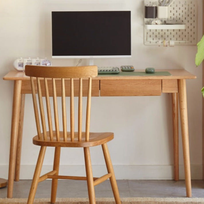 Oak solid wood Office desk spindle-shaped slanted legs: