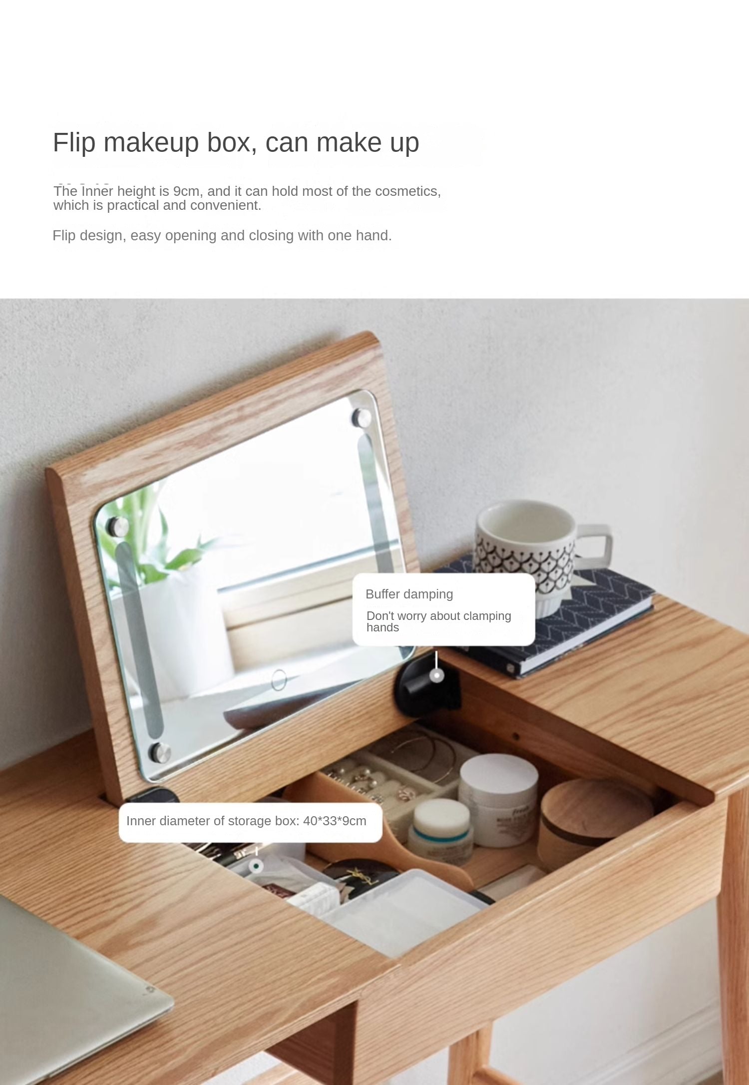 Oak solid wood Office desk and Dressing tables 2-in-1)