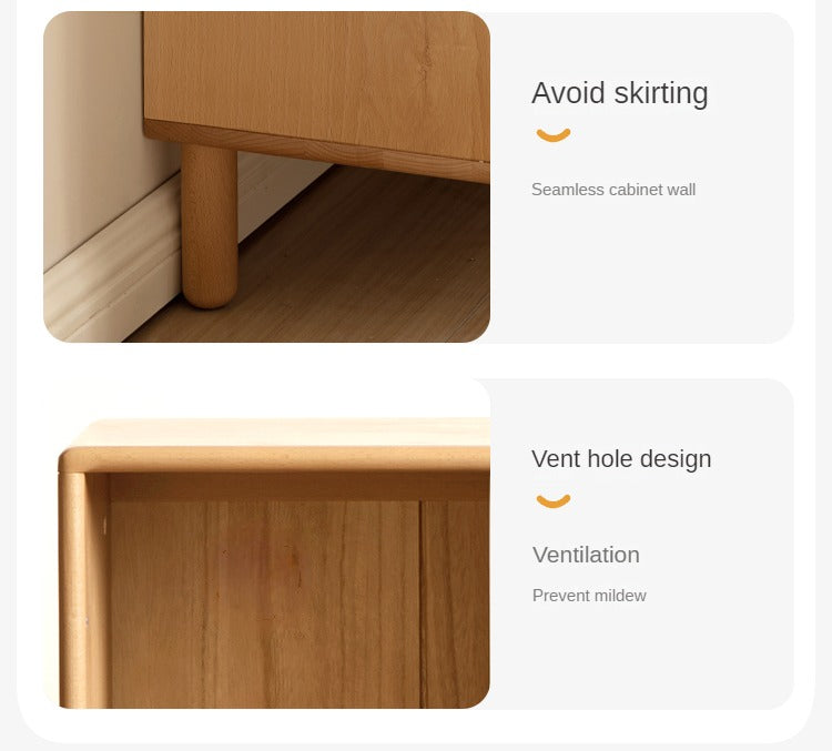 Beech solid wood Sliding Door side cabinet-