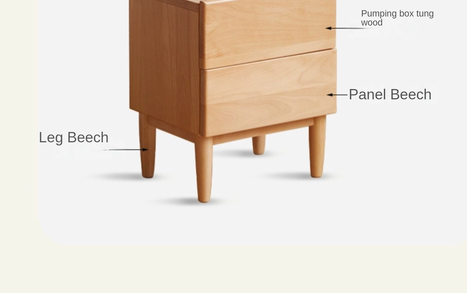 Beech solid wood bedside table and elevated storage rack, bedside ...