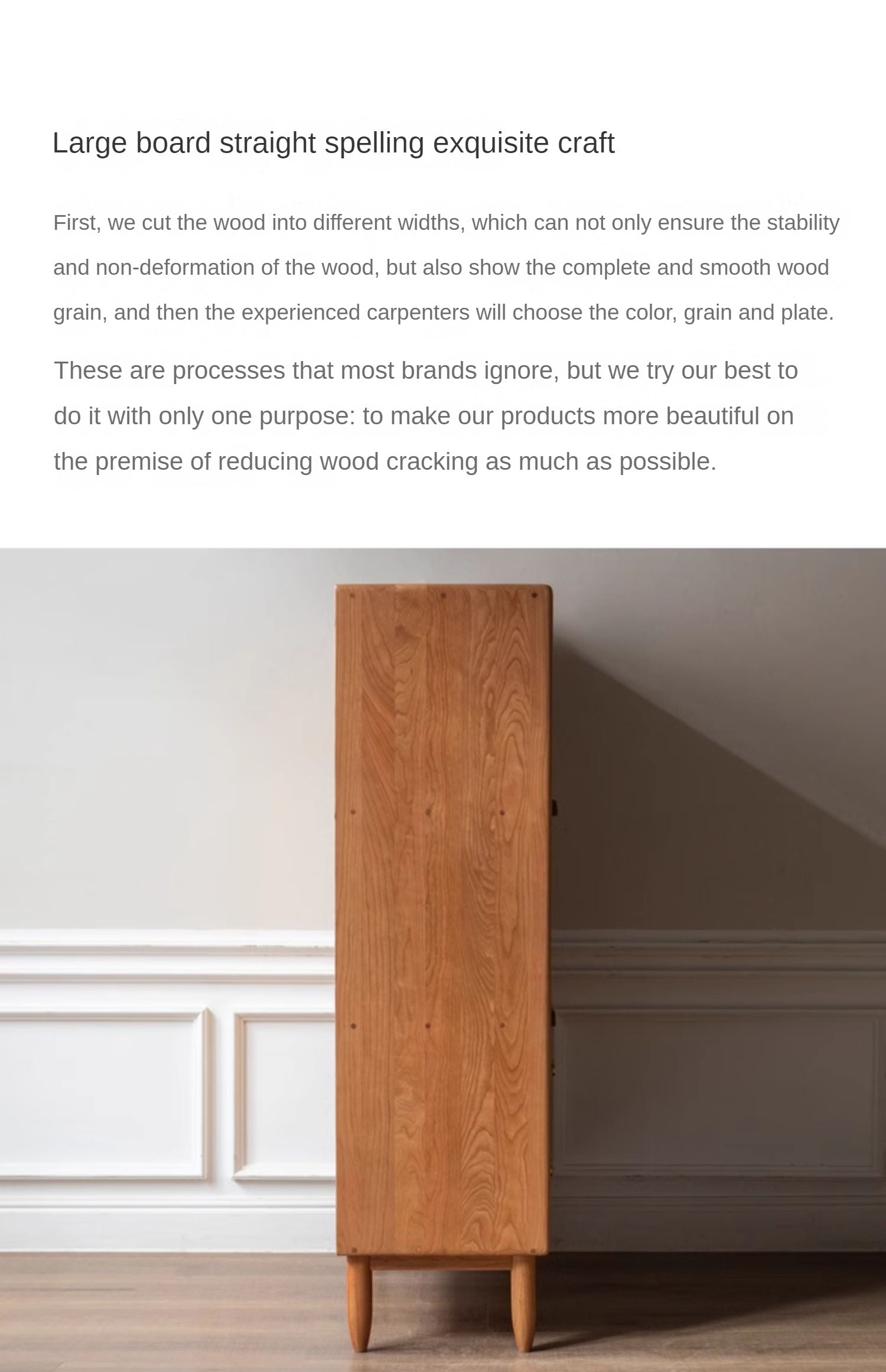 Cherry wood, Oak solid wood Side Cabinet flip door, LD light