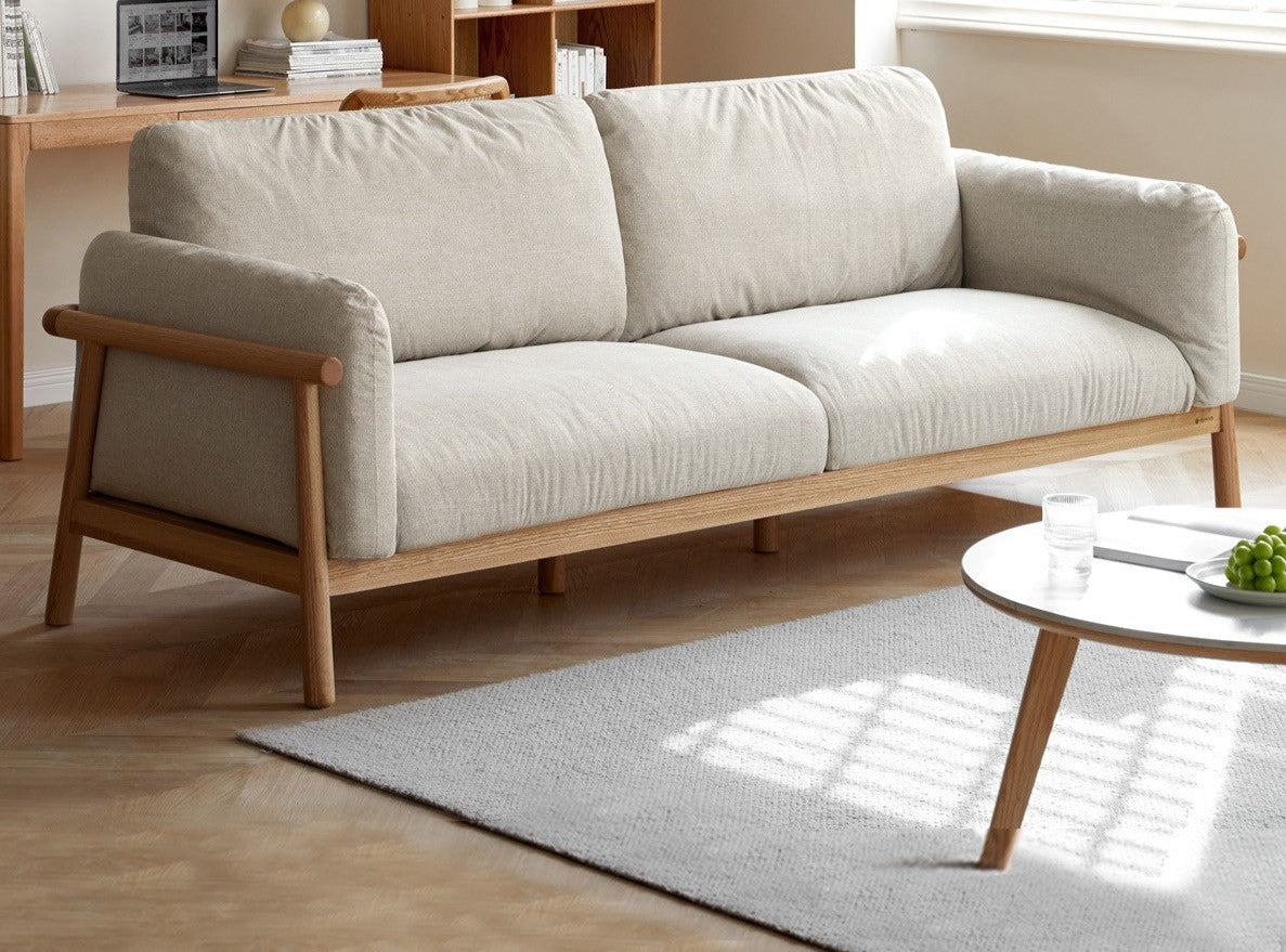 Oak solid wood fabric sofa)