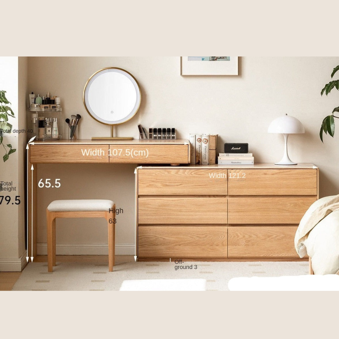 Oak solid wood dressing table storage cabinet retractable: