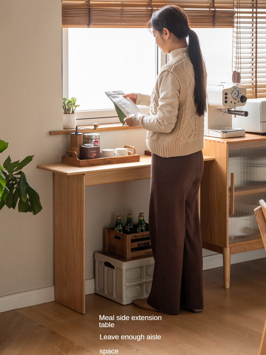 Oak solid wood entrance table corridor wall strip case ultra-narrow table: