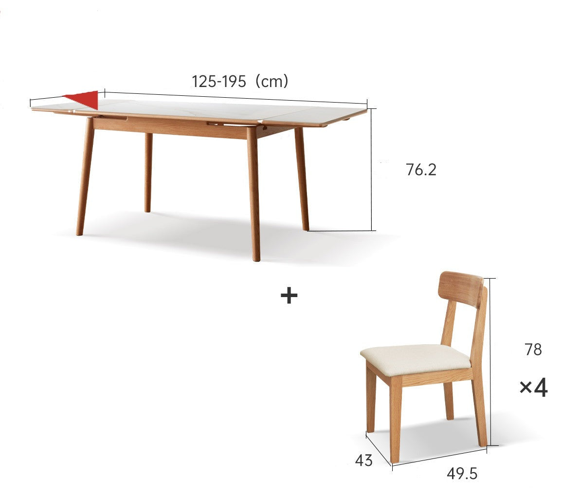 Oak solid wood Retractable dining table large tabletop