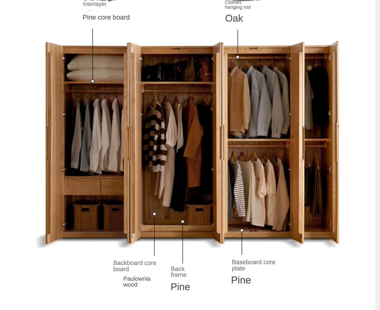Oak solid wood Wardrobe