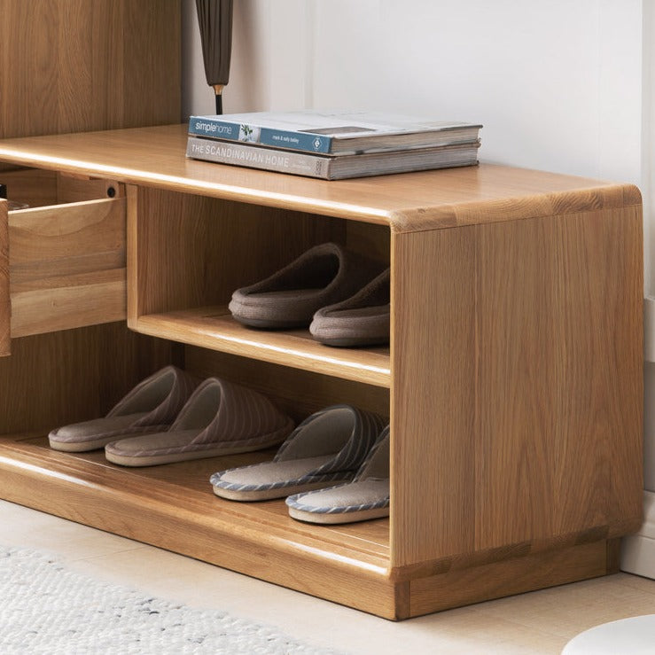 Oak solid wood shoe changing bench