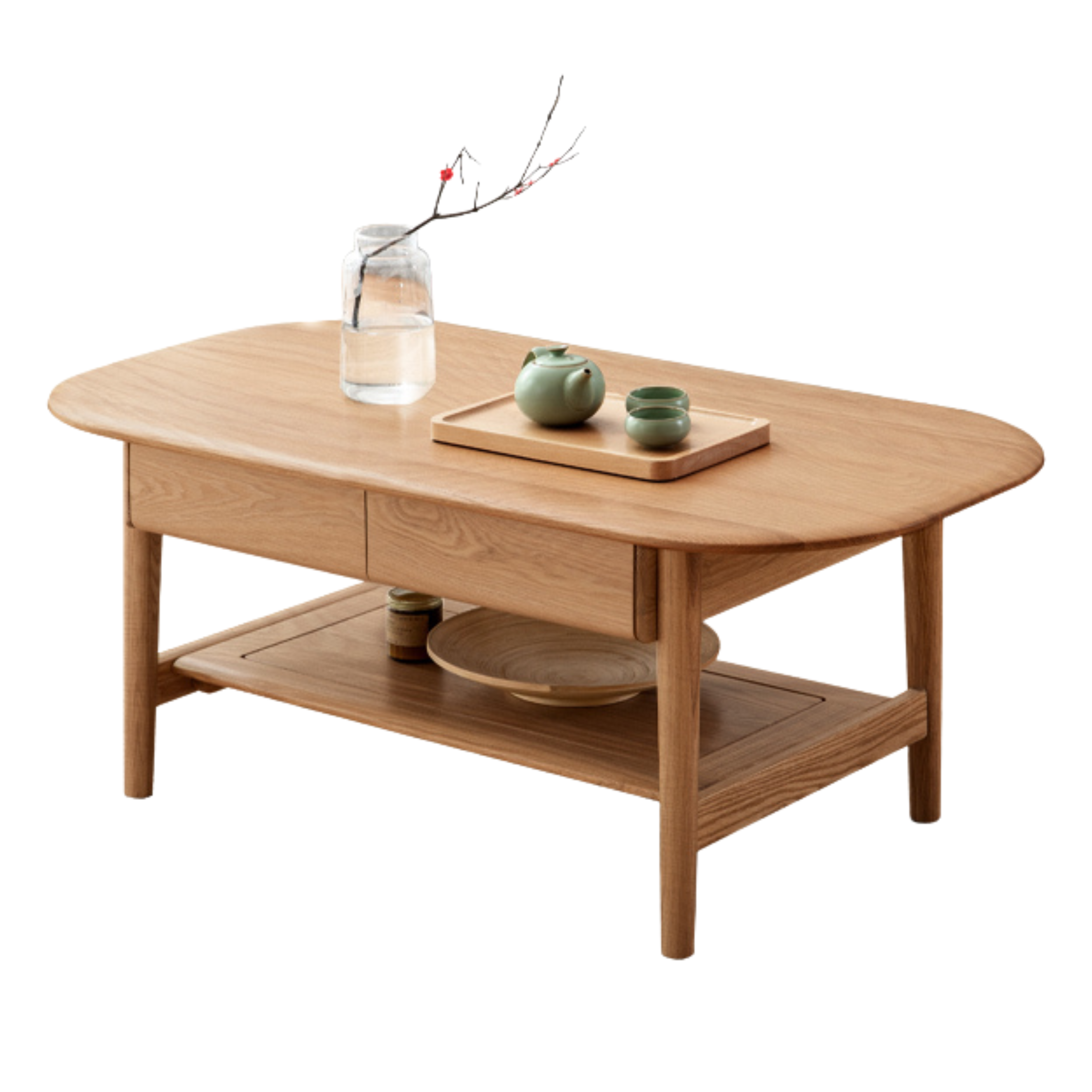 Oak solid wood Office desk spindle-shaped slanted legs: