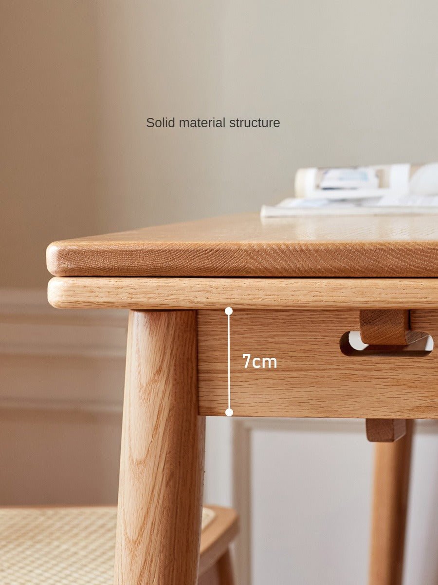 Oak solid wood Retractable dining table large tabletop