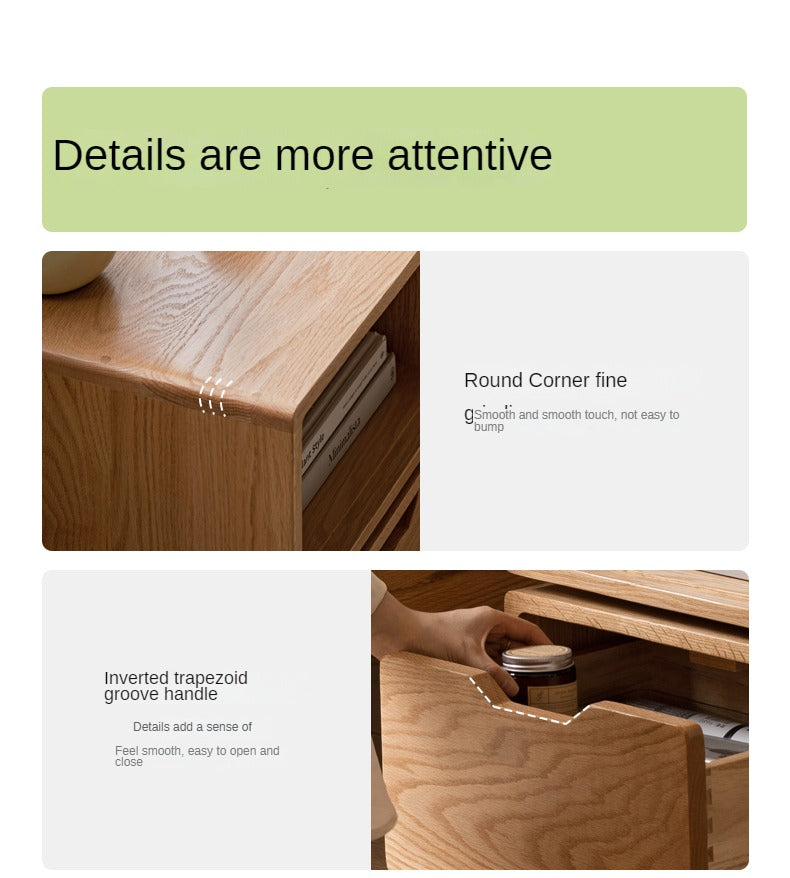 Oak Solid wood side table rotating bedside table.