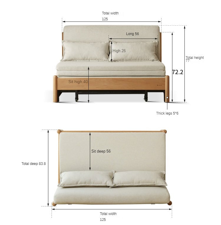 Beech, Birch solid wood sofa bed, Sleeper sofa