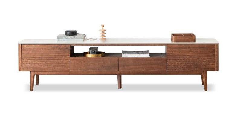 Black Walnut solid wood slate TV stand: