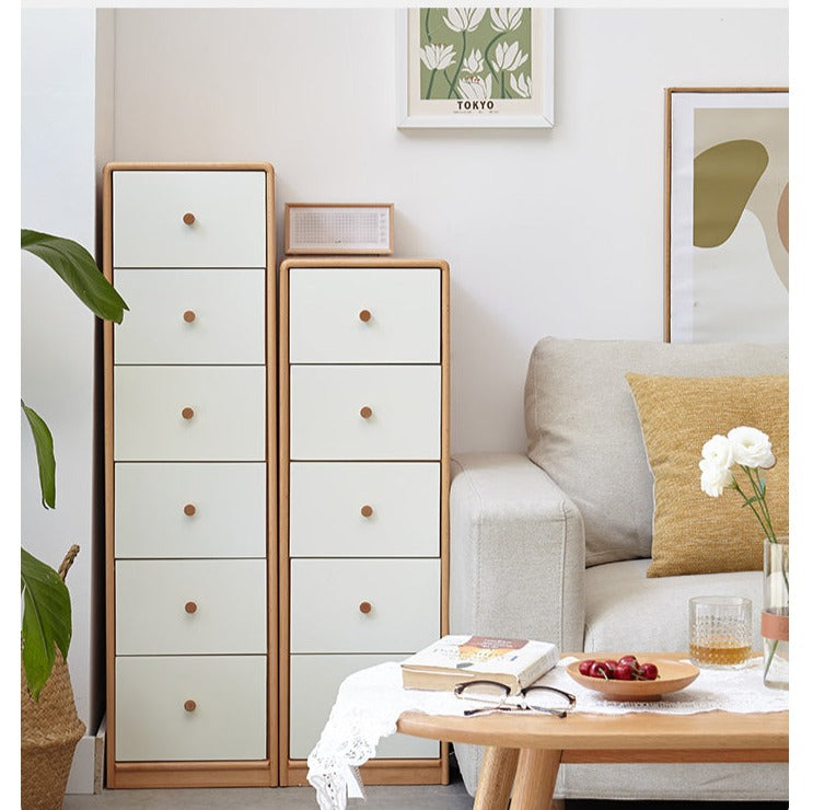 Oak, Beech solid wood side cabinet, multi-functional storage: