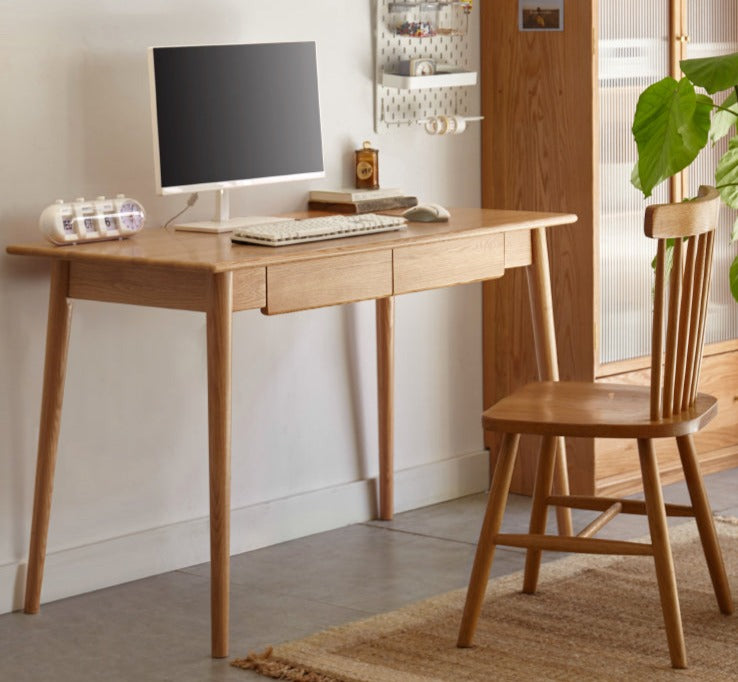 Oak solid wood Office desk spindle-shaped slanted legs: