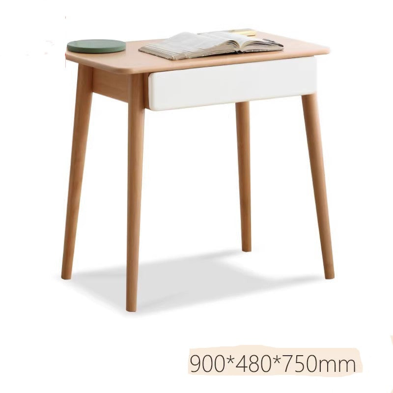 Beech solid wood office desk with drawer