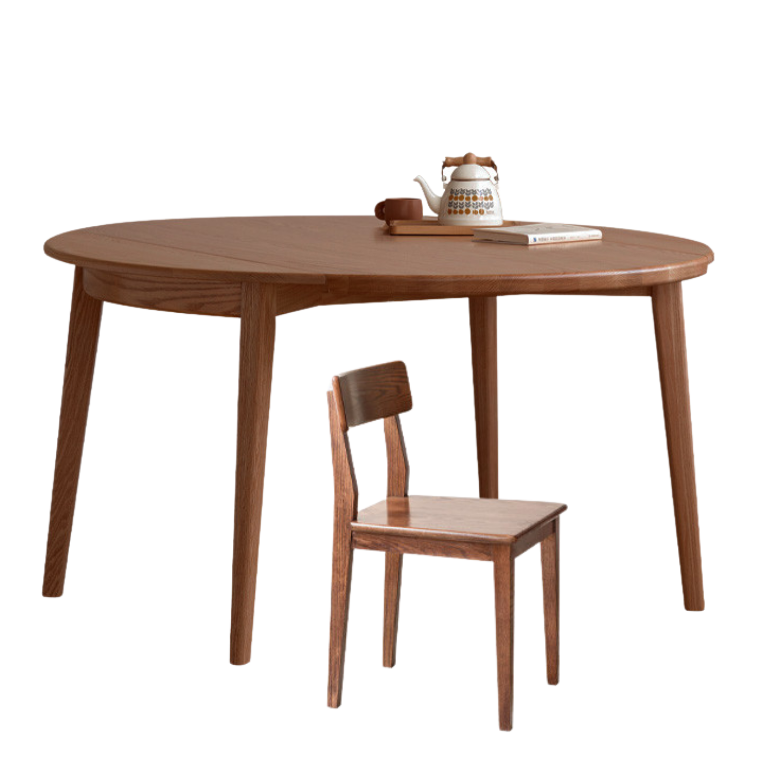 Oak solid wood folding round dining table