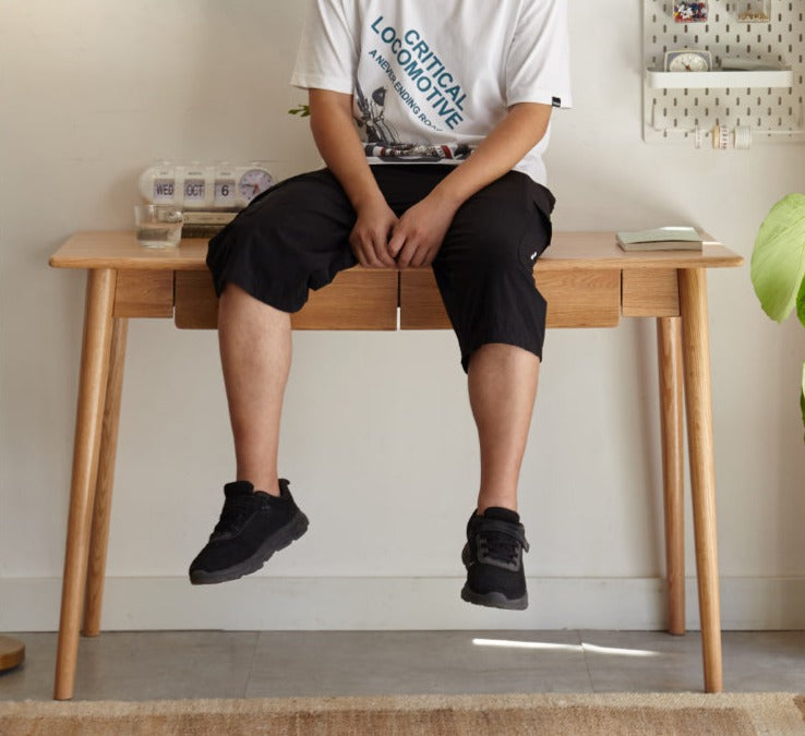 Oak solid wood Office desk spindle-shaped slanted legs: