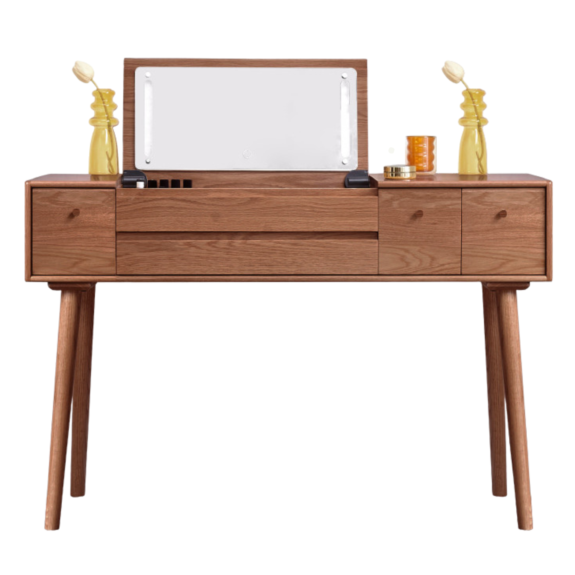 Oak solid wood Dressing table Mirror LED touch light: