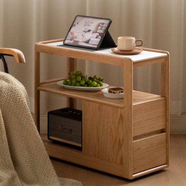 Black walnut, ash, oak, cherry solid wood rock plate side table movable