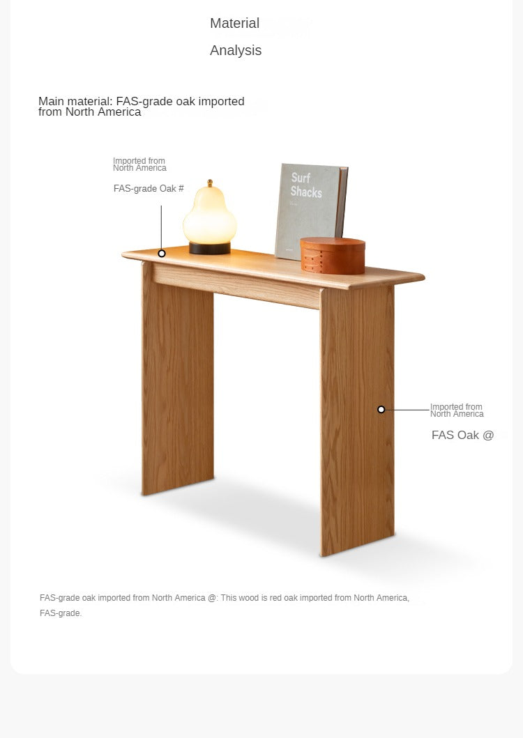 Oak solid wood entrance table corridor wall strip case ultra-narrow table: