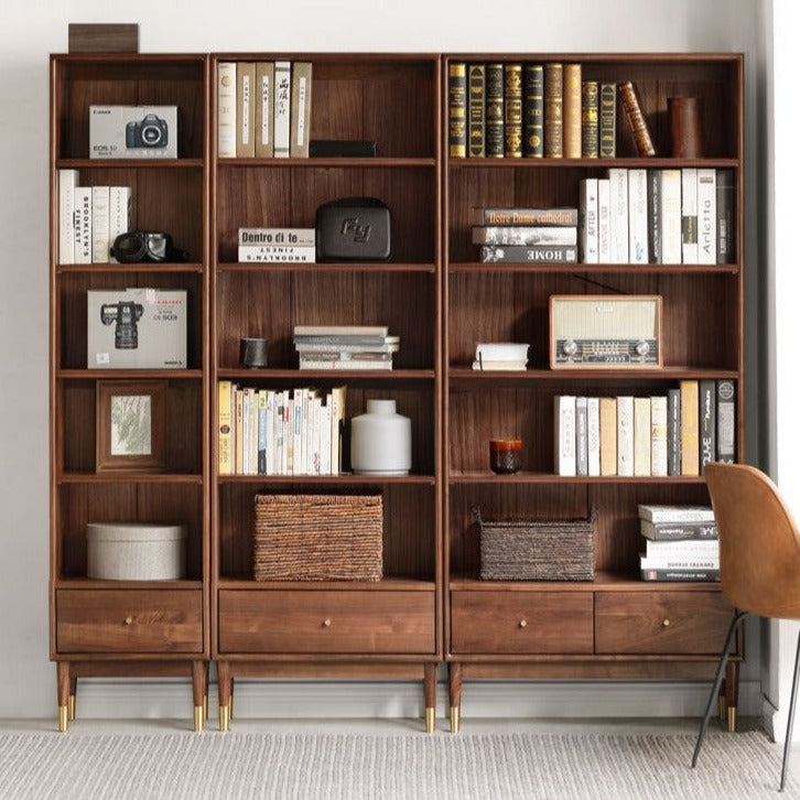 Black walnut combination bookcase cabinet