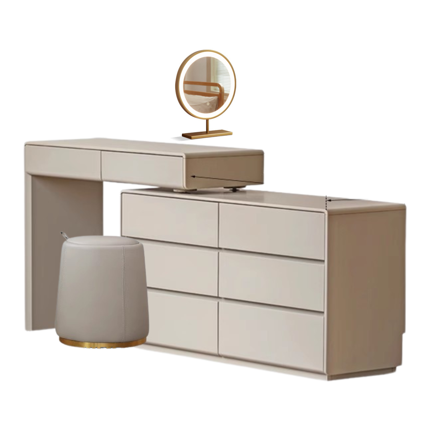 Poplar solid wood L shape Dressing table: