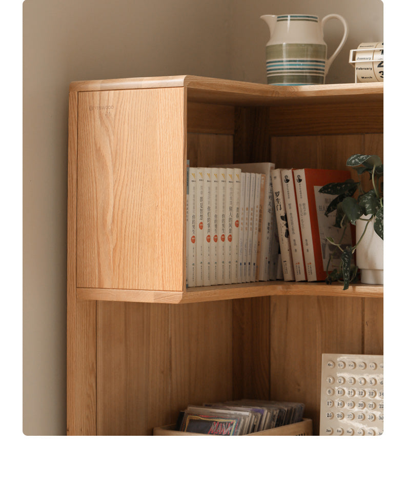 Oak Solid Wood corner bookcase: