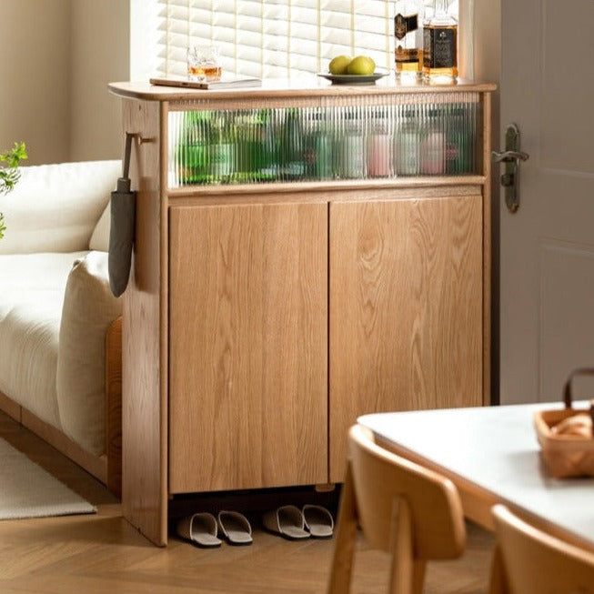 Oak Solid Wood Partition Shoe Cabinet: