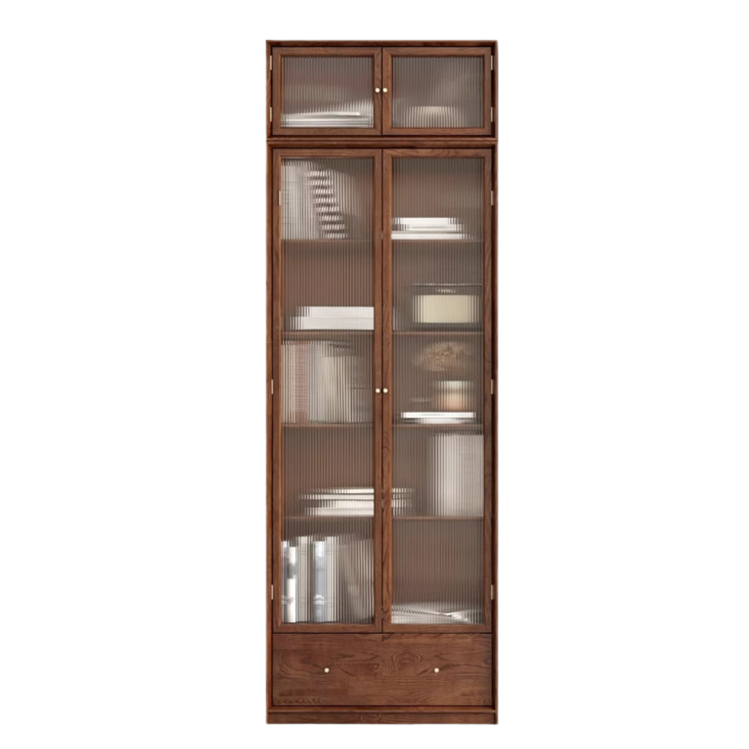 Oak solid wood dust-proof glass door wall floor-to-ceiling bookshelf-