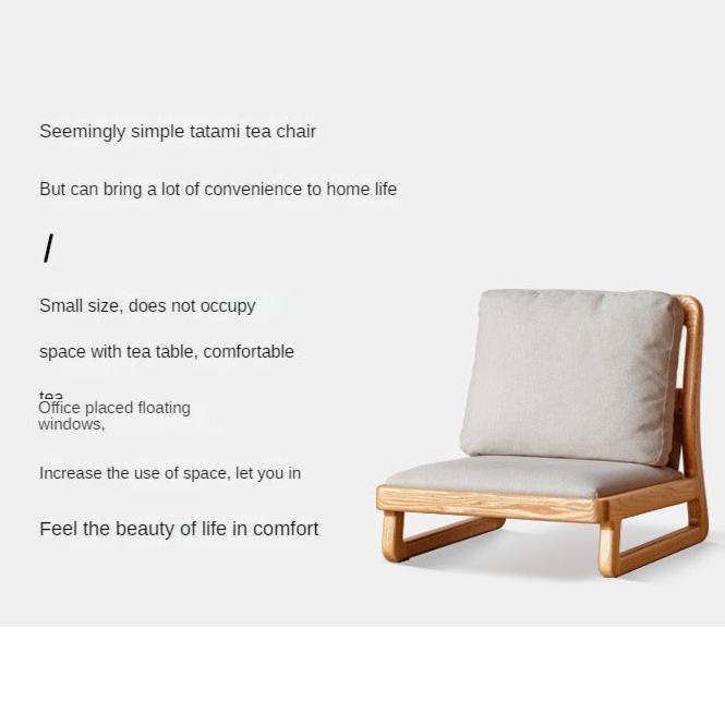 Oak Solid Wood Tatami Tea Chair Low Back: