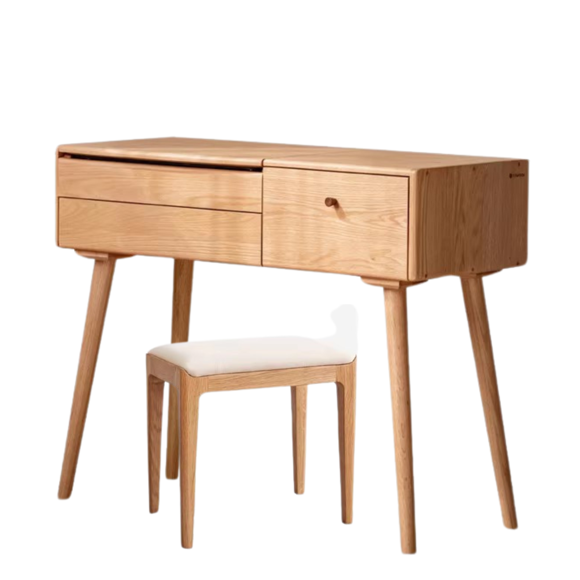 Oak solid wood Dressing table Mirror LED touch light: