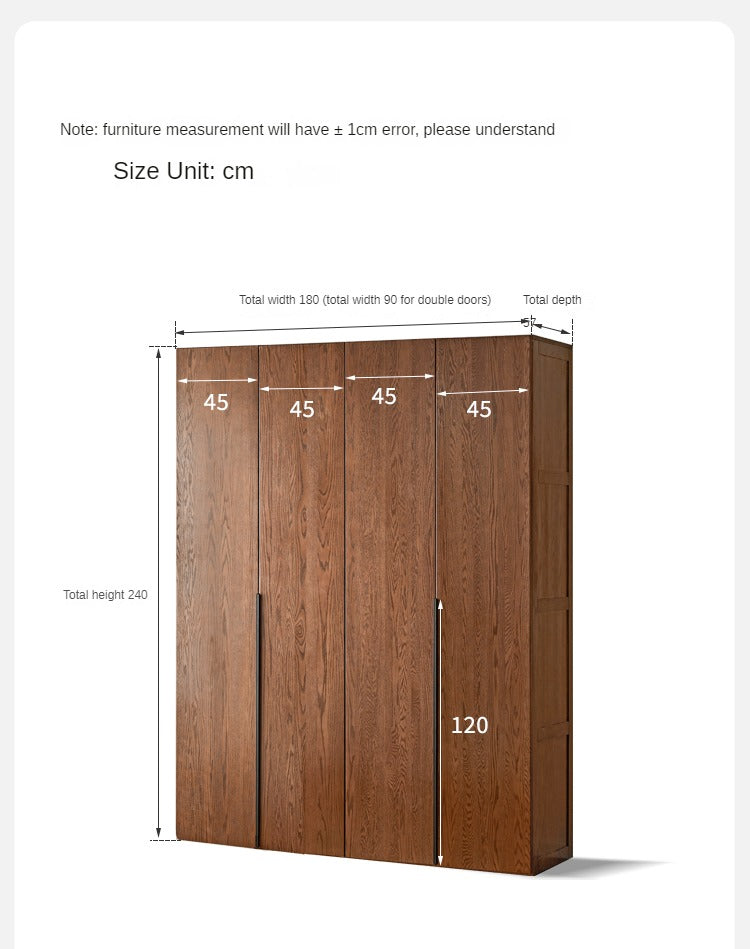 Oak solid wood wardrobe high walnut color:
