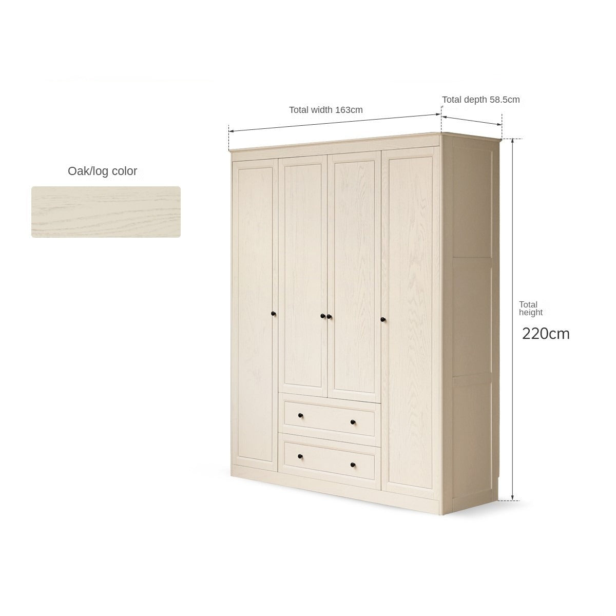 Oak solid wood American style wardrobe: