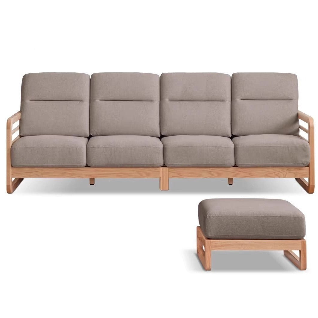 Oak Solid Wood Fabric Sofa)