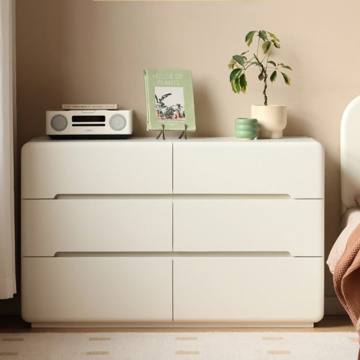 Poplar Solid Wood Storage Cream drawer dresser)