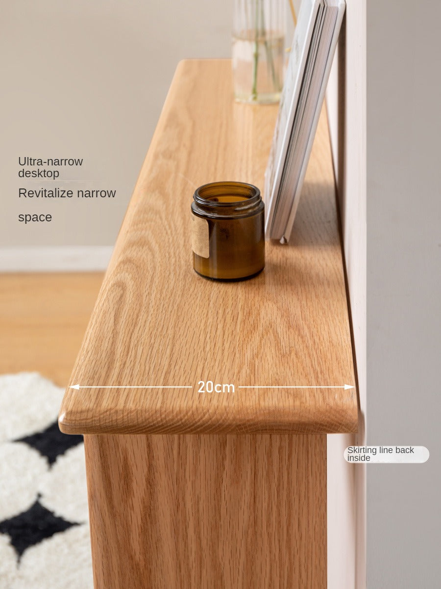 Oak solid wood entrance table corridor wall strip case ultra-narrow table: