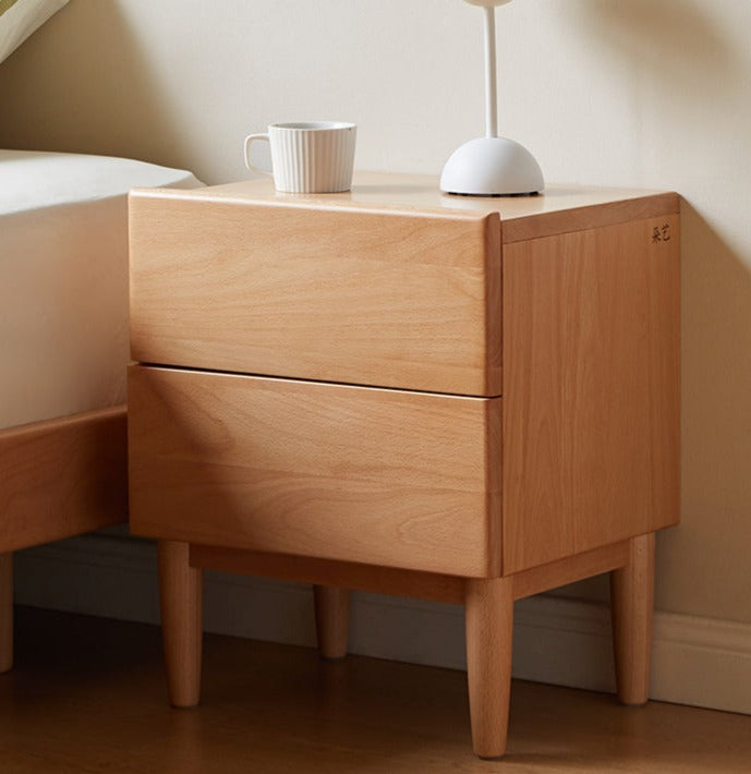 Beech solid wood bedside table and elevated storage rack, bedside ...