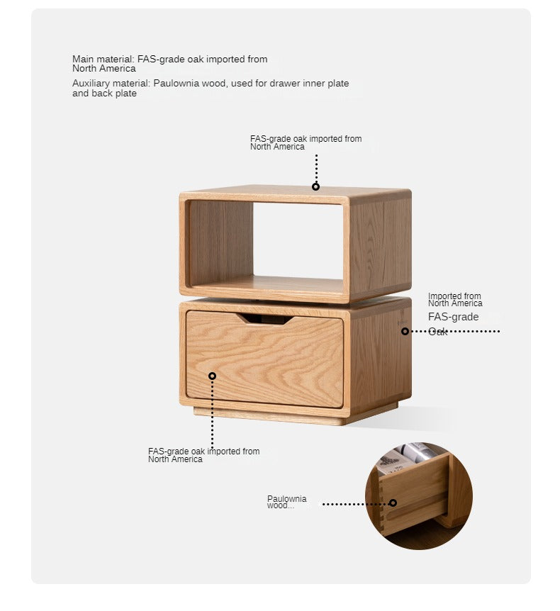 Oak Solid wood side table rotating bedside table.