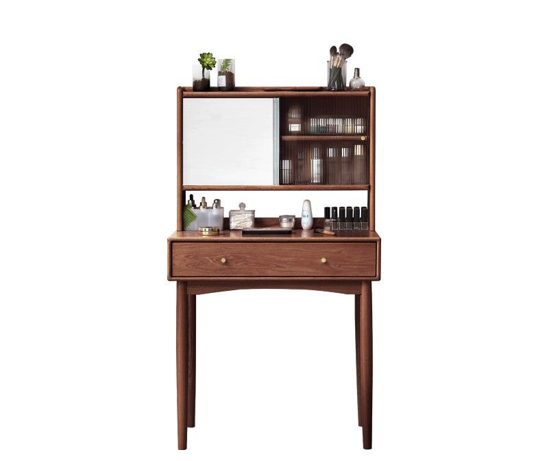 Oak solid wood Dressing table Hidden makeup mirror: